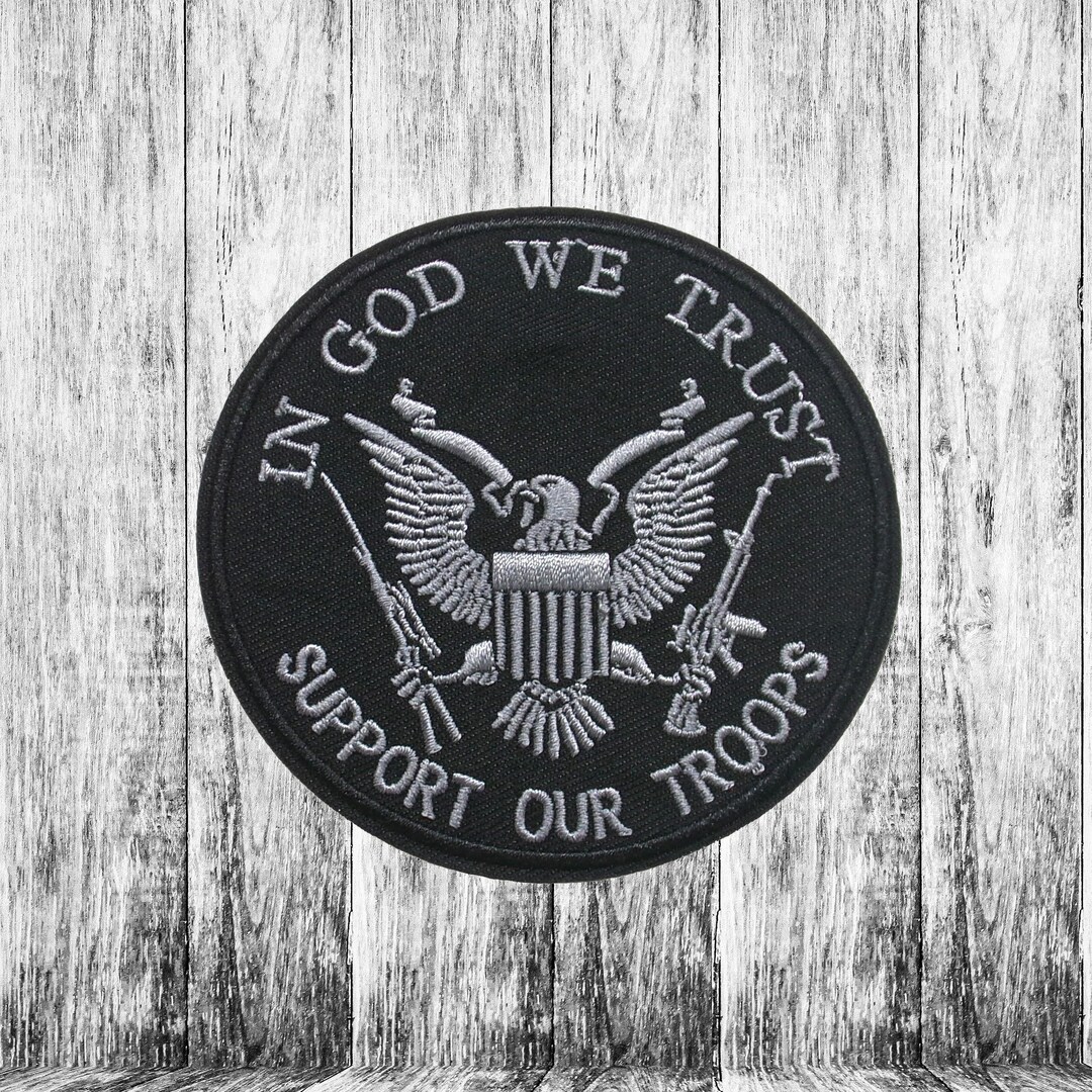 In God We Trust Support Our Troops Patch 2A Embroidered Iron-on Applique for Vest Jacket Clothes ...