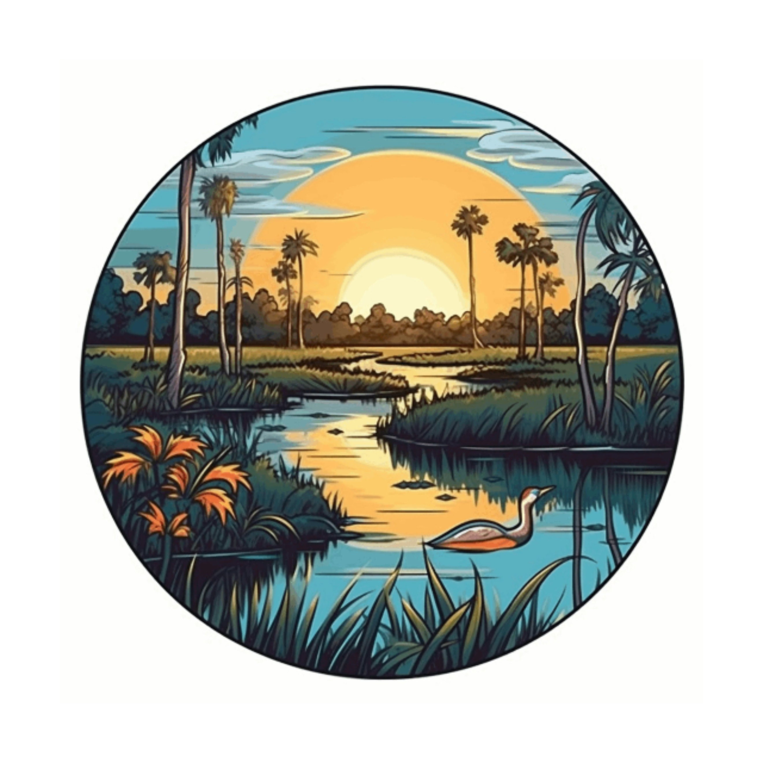Swamp Scene Sticker, Bayou Sticker/wetlands, Marsh/nature Vinyl ...