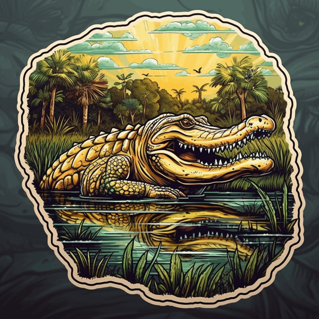 American Swamp Alligator Sticker, Wild Animal Sticker, Vinyl Stickers ...