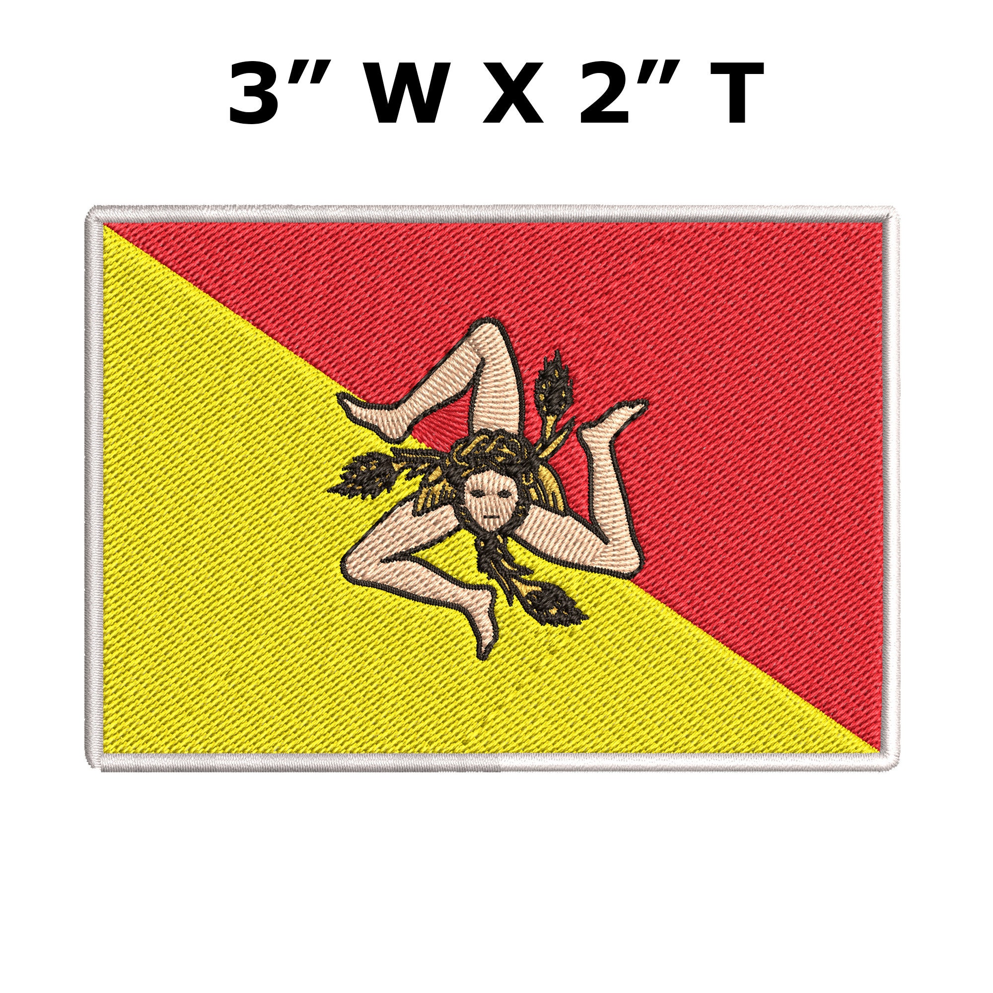 Sicily Flag Embroidered Iron-on Patch ITALIAN ITALY Sicilia APPLIQUE ...