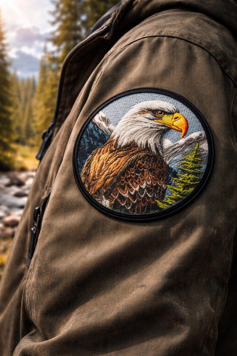 Eagle Patch/iron-on Patch/national Patriotic Bird/bird Badge/mountains ...