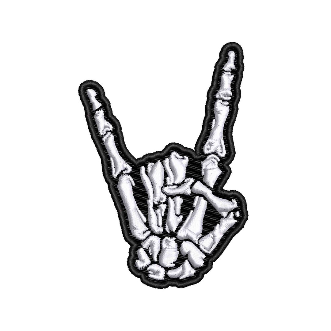Rock on Skeleton Hands Patch Embroidered Iron-on/sew-on Applique for ...