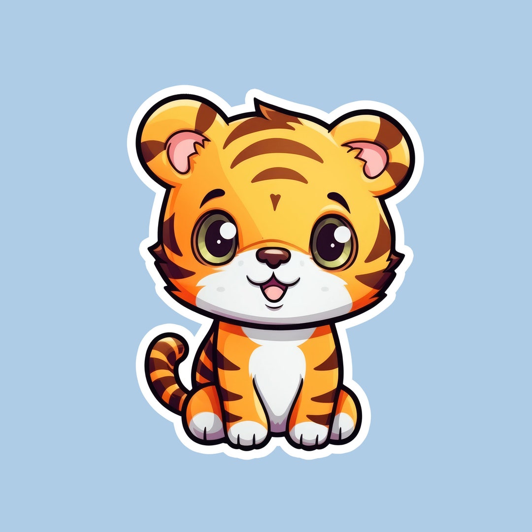 Cute Tiger Sticker Decal, Kawaii Sticker, Baby Animal Vinyl Stickers ...