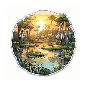 Swamp Scene Sticker, Bayou Sticker, Vinyl Stickers Decals, Nature Decal ...