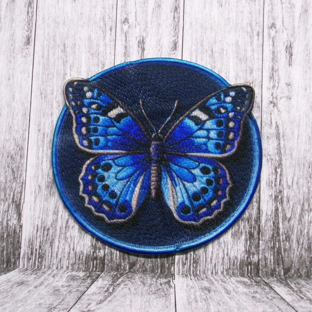 Blue Butterfly Patch Iron-on Applique for Jacket, Clothing, Backpack ...