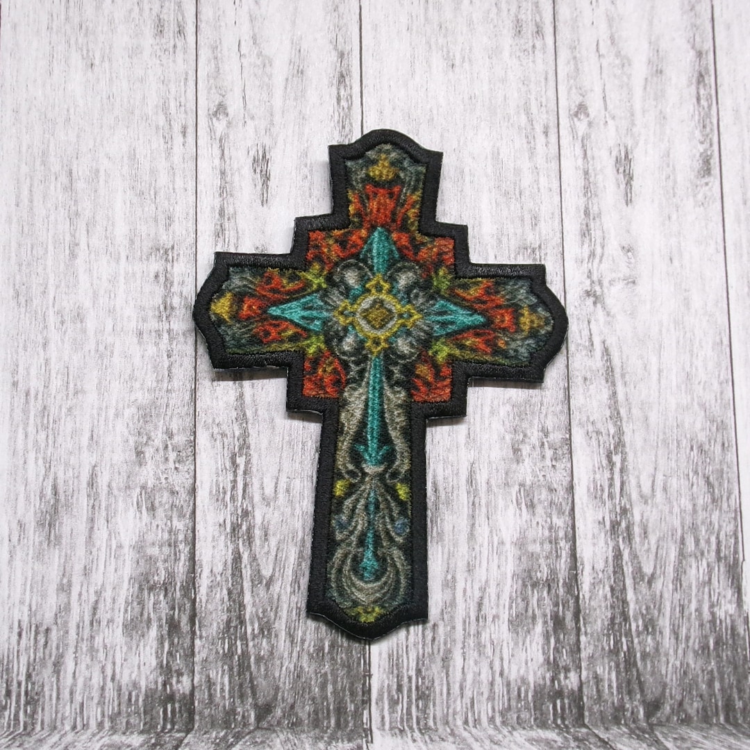 Christian Cross Patch Iron-on Applique for Jacket, Clothing, Backpack ...