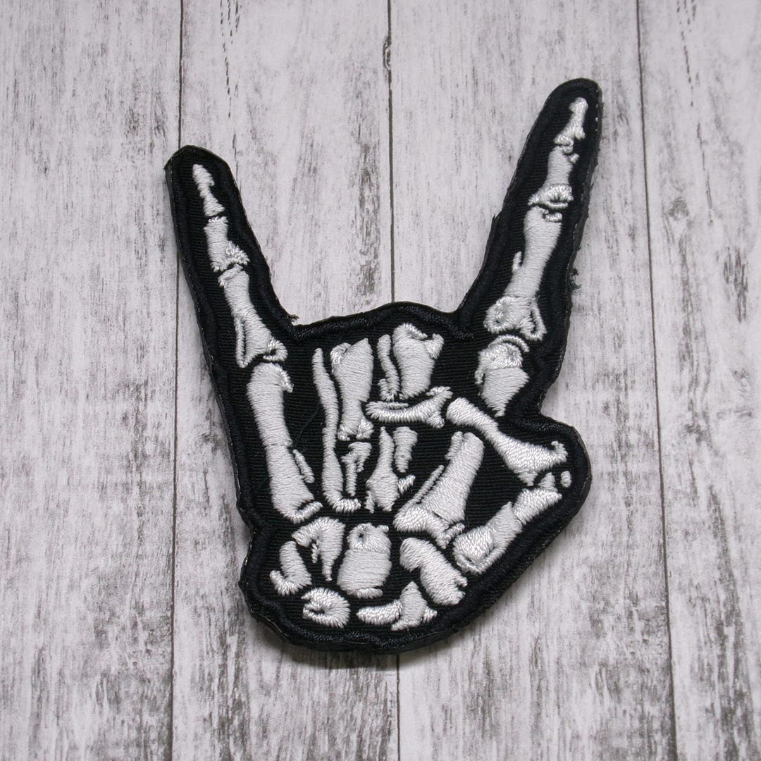Rock on Skeleton Hands Patch/iron-on Patch/biker Vest/motorcycle Jacket ...