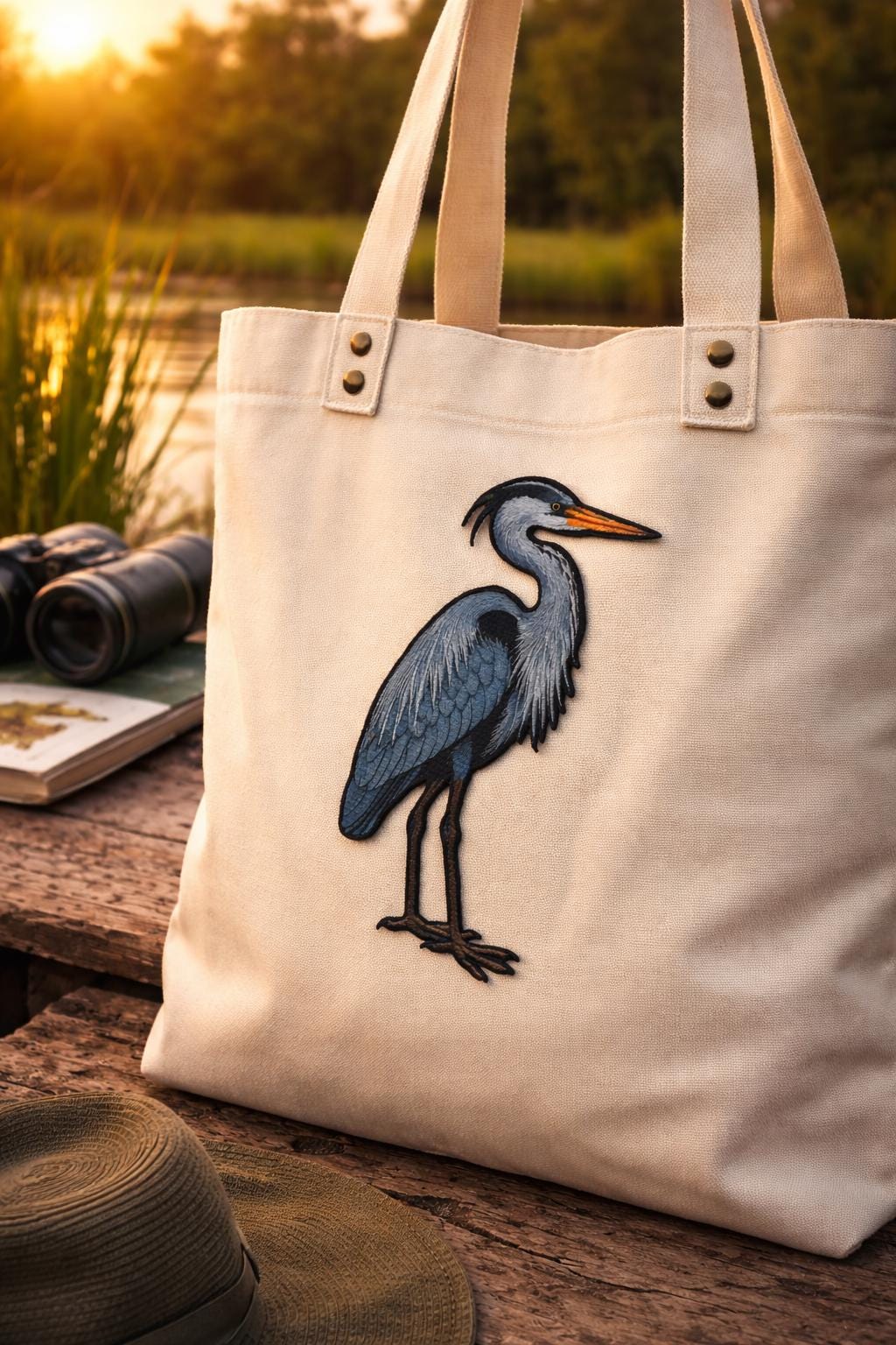 Huge Great Blue Heron Bird Iron on Patch/nature Badge/bird Watching/sew ...