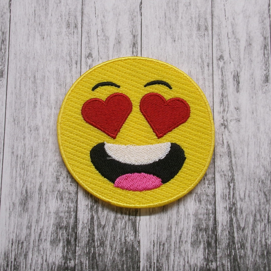 Heart Eyes Emoji Patch Embroidered Iron-on Applique for Jacket ...
