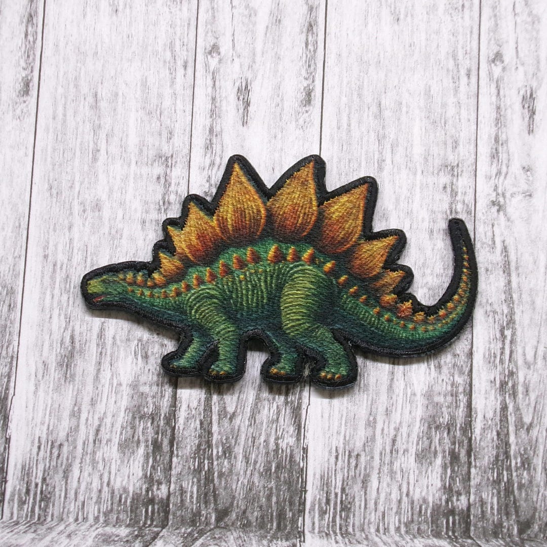 Stegosaurus Patch Iron-on/sew-on DIY Applique for Vest Jacket Clothing Backpack, Dinosaur Badge ...