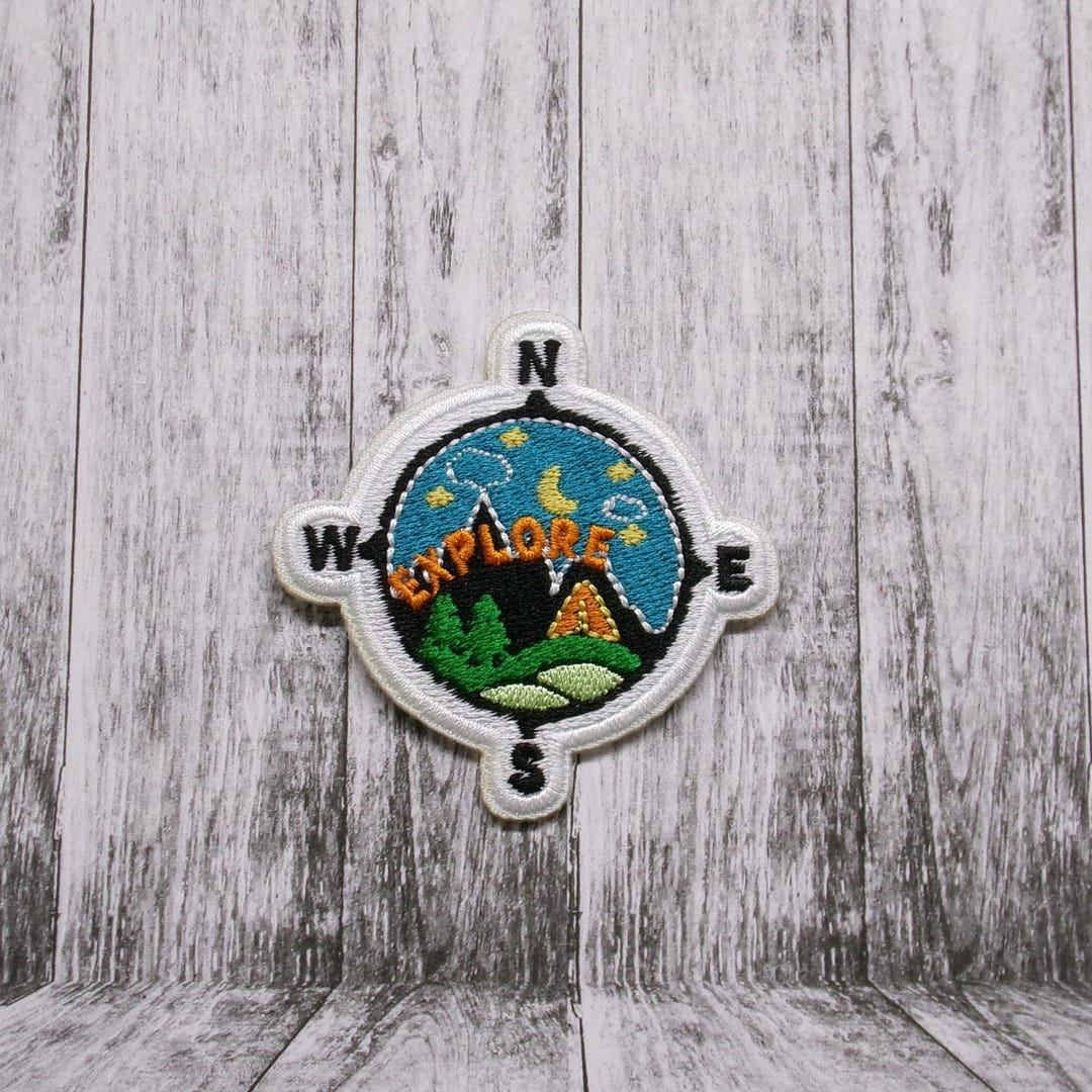 Explore Compass Patch 2.5" Embroidered Iron-on Applique for Jacket ...