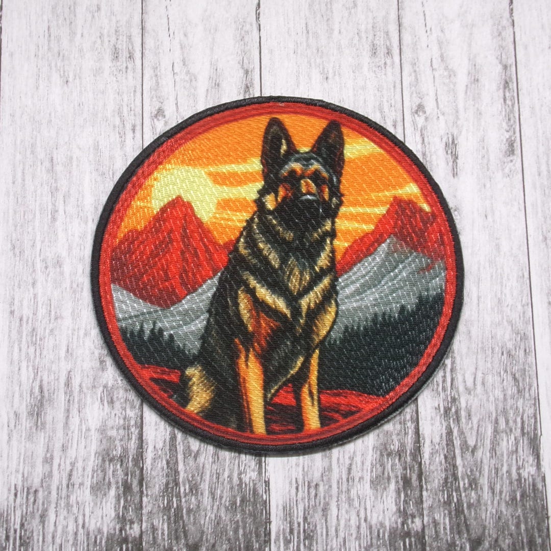 German Shepherd Patch Iron-on/Sew-on Applique for Vest Jacket Bag Clothing Backpack, Decorative ...