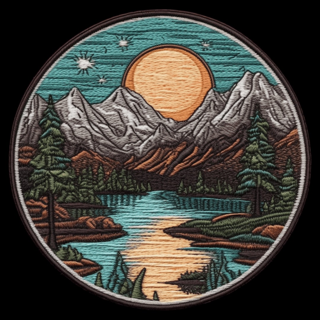 Mountain Lake Patch Iron-on/sew-on Applique for Vest Jacket Bag ...