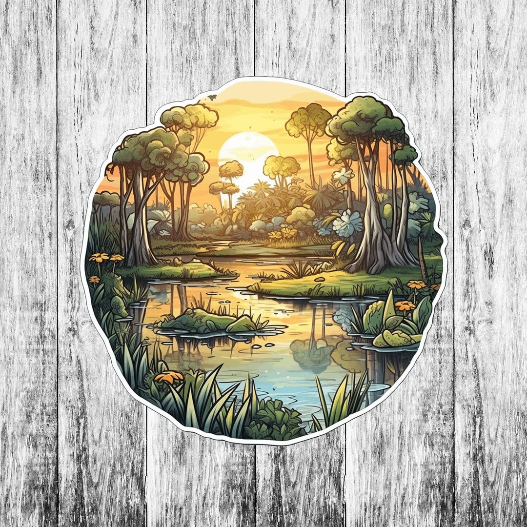 Swamp Scene Sticker, Bayou Sticker, Vinyl Stickers Decals, Nature Decal ...