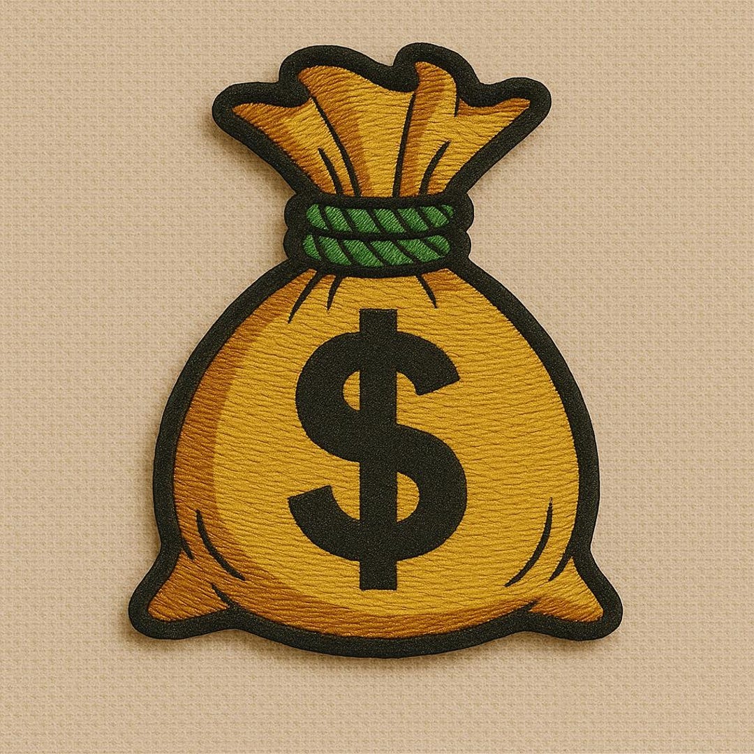 Money Bag Patch Iron-on/sew-on Applique for Jackets/clothing/backpacks ...
