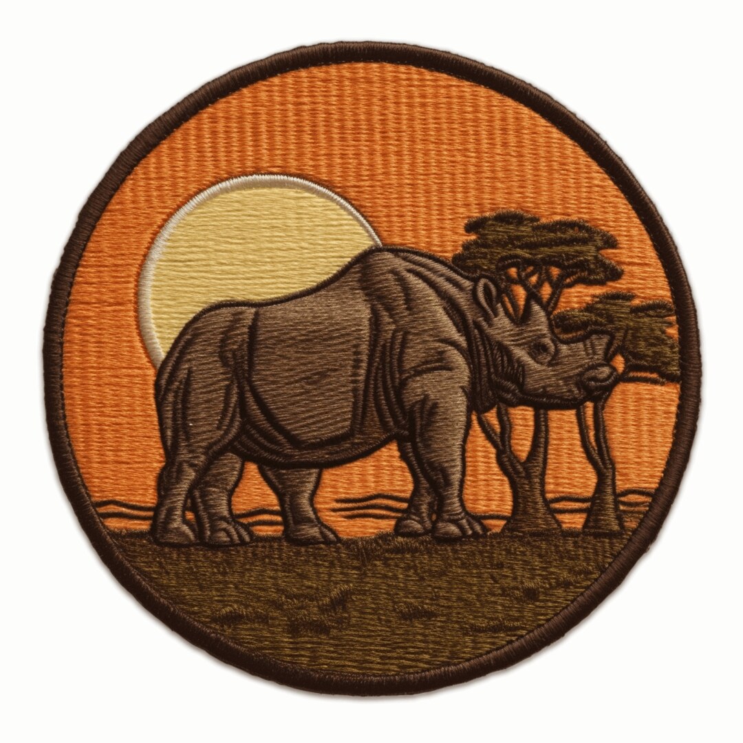Rhinoceros Patch Iron-on/sew-on Applique for Vest Jacket Bag Clothing ...