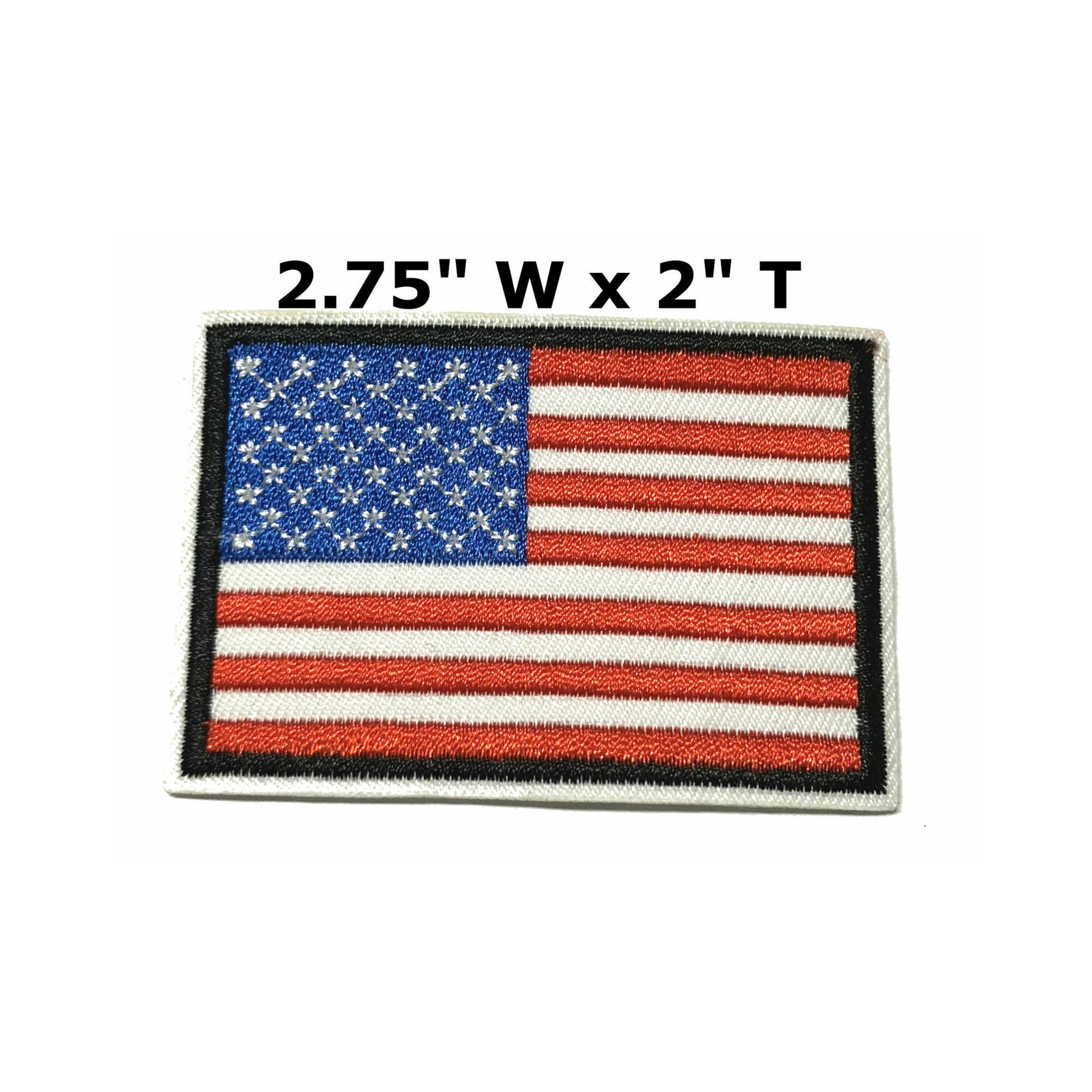American Flag Embroidered Patch iron-on White Border US United | Etsy