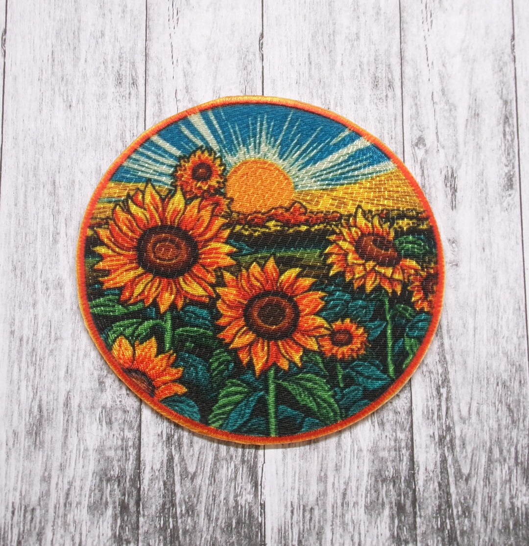 Sunflower Patch Iron-on/sew-on Applique for Vest Jacket Bag Clothing ...