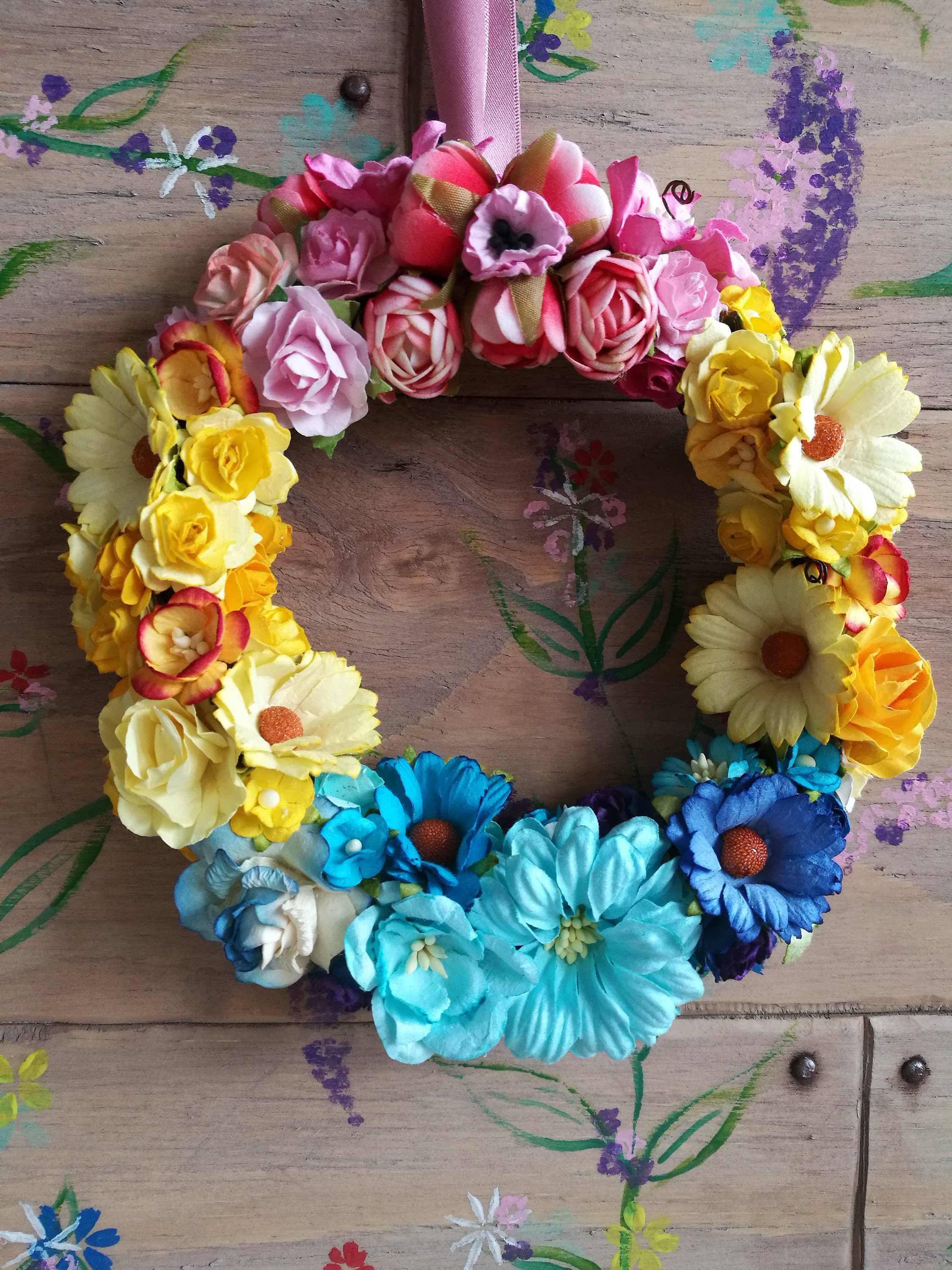 LGBT Pansexual Pride Wreath of Mixed Paper Flowers Pan Pride - Etsy Italia