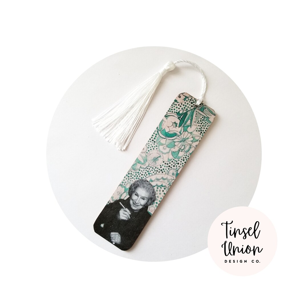 Margaret Atwood, Vintage Floral, Handmade Wooden Bookmark, Collage Art ...