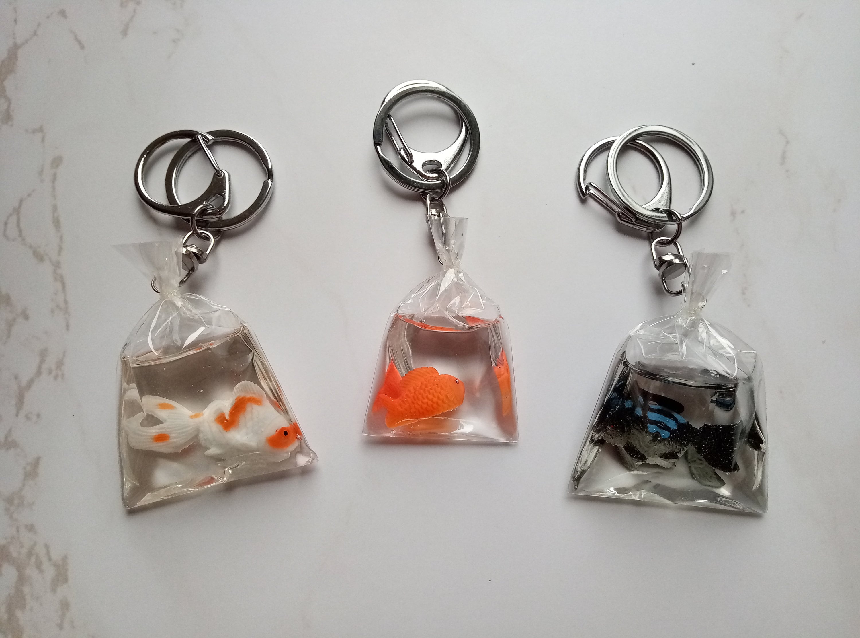 Handmade Custom Keychain,unique Gift, Fish in Water Keychains, 3D Fish ...