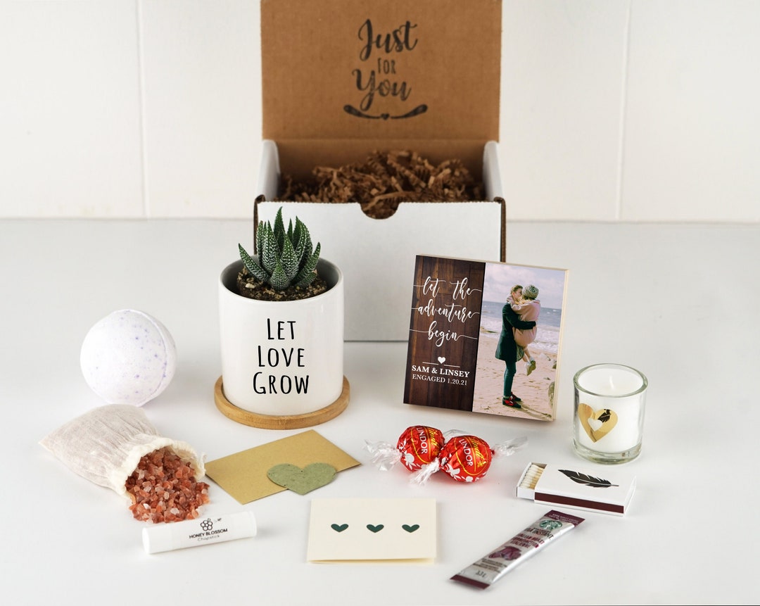 Personalized Engagement Gift - Photo Block - Custom Engagement Gift Box ...
