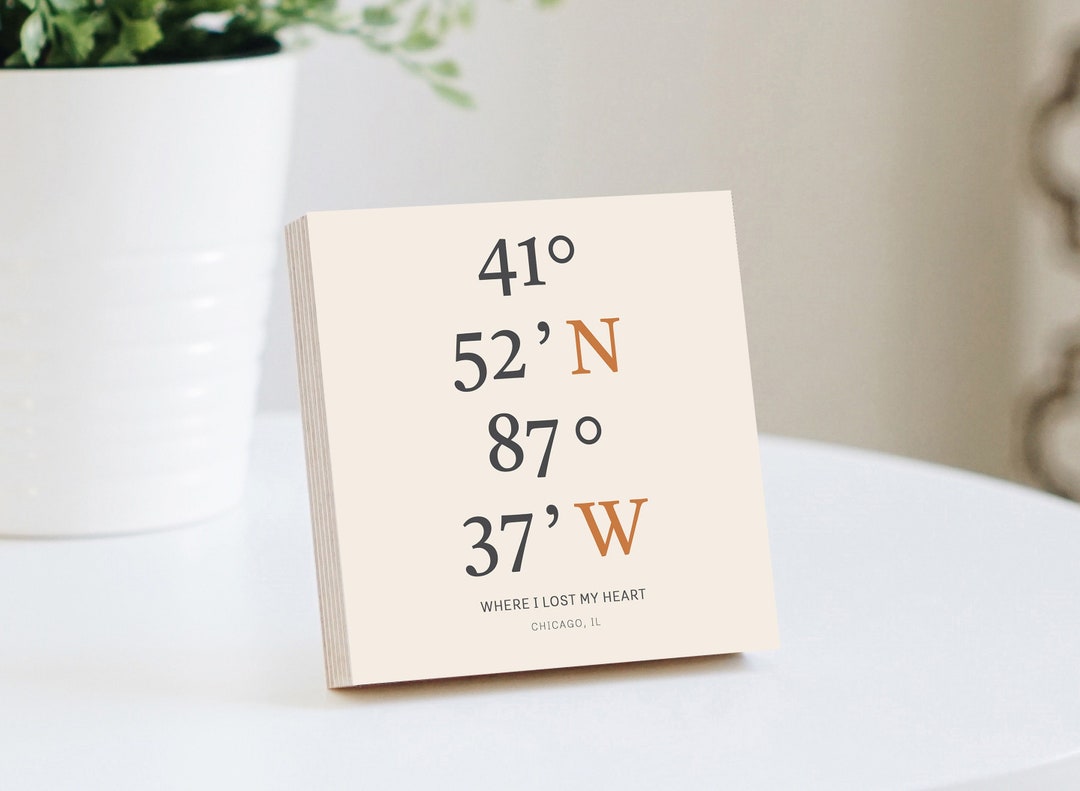 Personalized Coordinates Print - Photo Block 4" or 6"- Coordinates ...