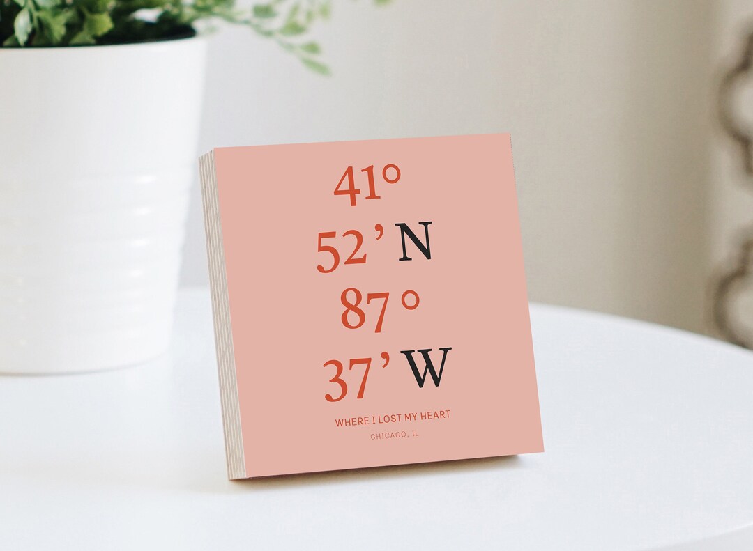 Personalized Coordinates Print - Photo Block 4" or 6"- Coordinates ...