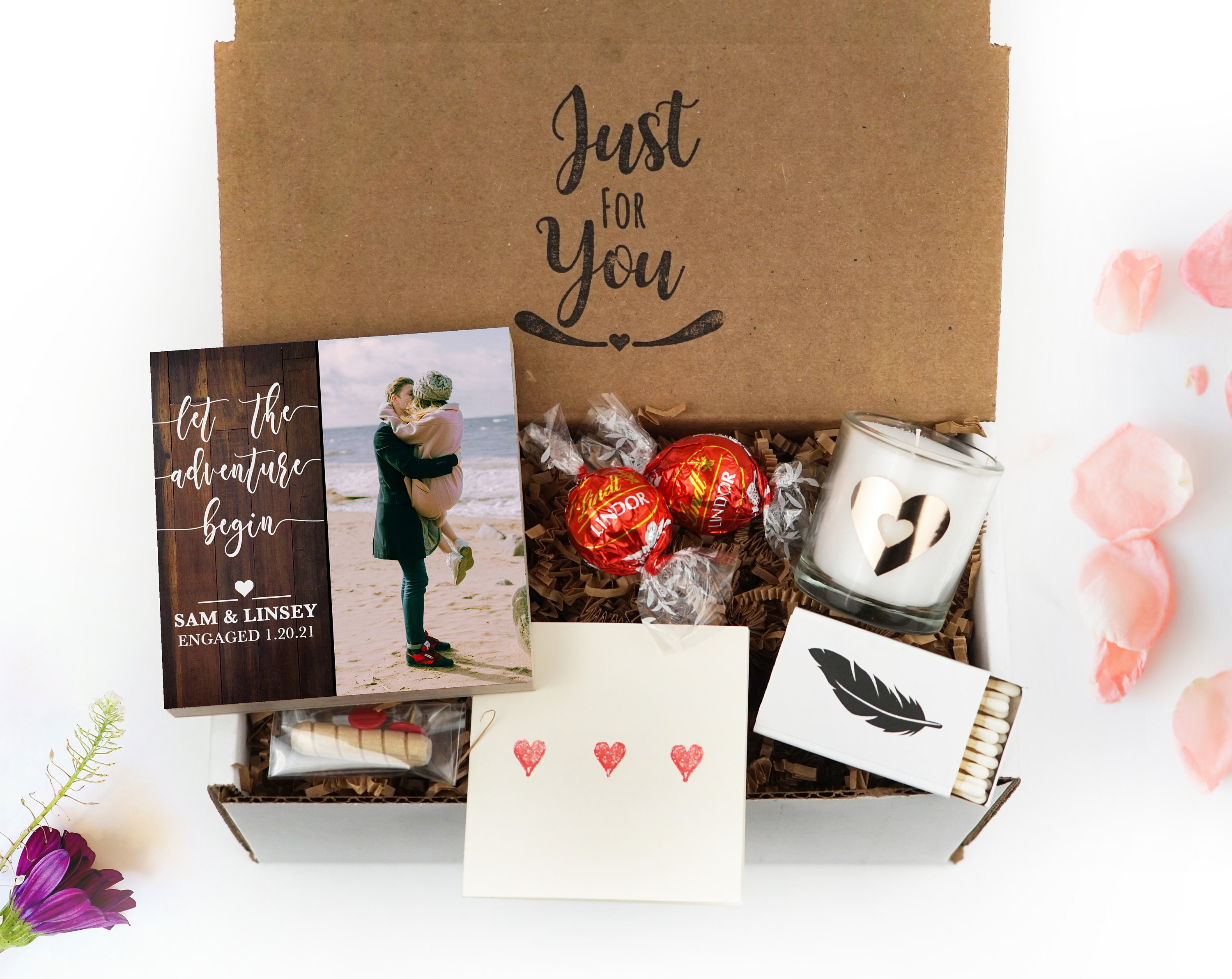 Personalized Engagement Frame Gift Box - Custom Photo Block 4" or 6 ...