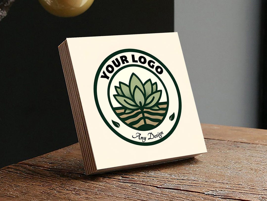 Custom Business Logo Frame - 4" or 6" Wood Photo Block Hang or Stand ...