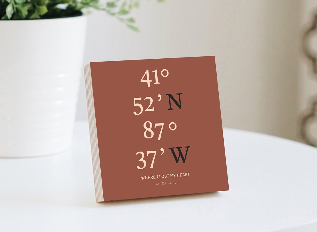 Personalized Coordinates Print - Photo Block 4" or 6"- Coordinates ...