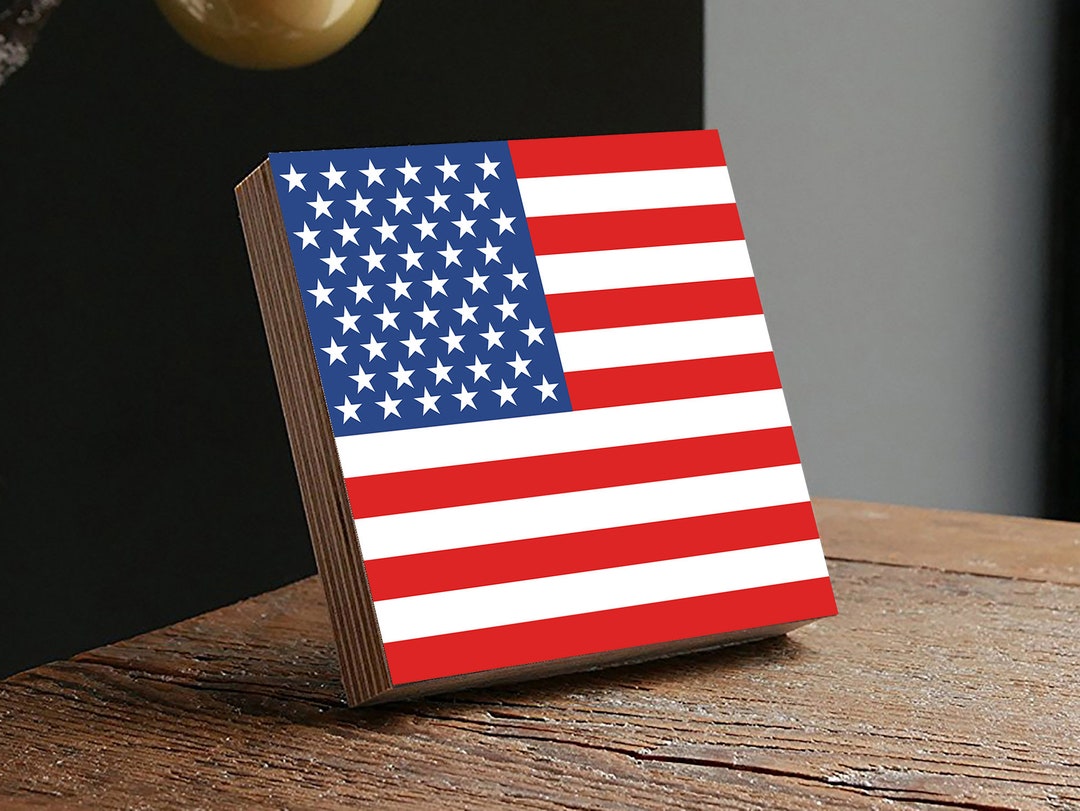 Wooden American Flag - Photo Block 4" or 6" - Memorial Gift, Wood ...