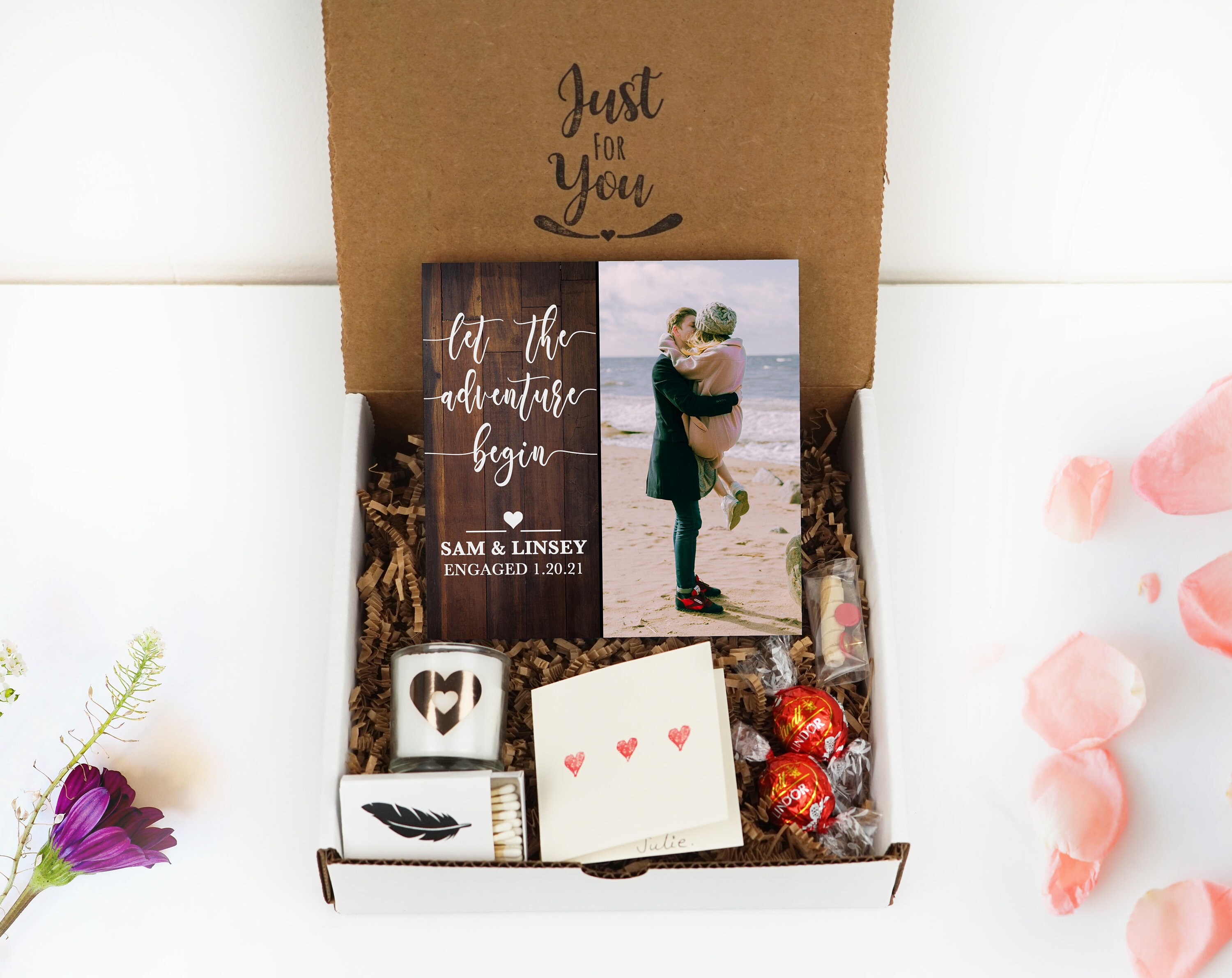 Personalized Engagement Frame Gift Box - Custom Photo Block 4" or 6 ...