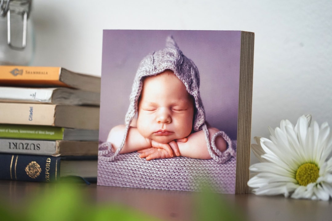 Custom Newborn Baby Photo Frame - Custom New Baby Photo Block - 4" X 4 ...