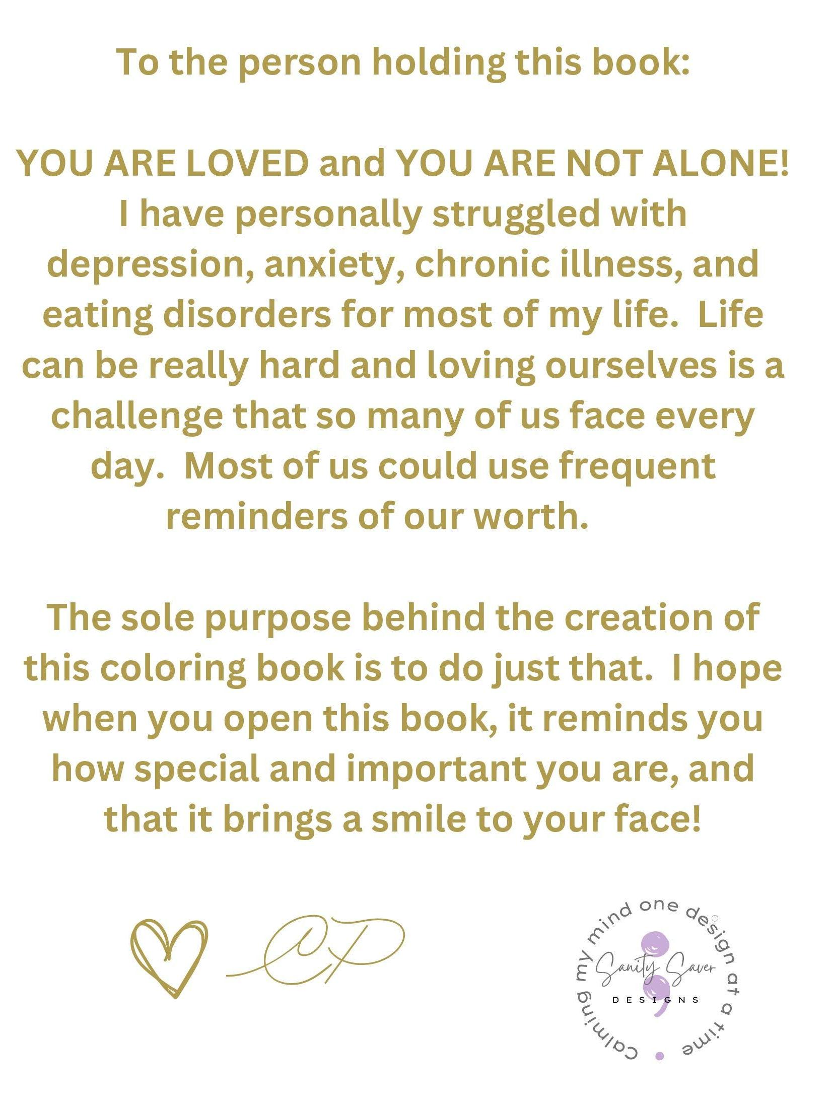 Alphabetical PDF Coloring Pages, Self-care, Self-acceptance, Self-love ...