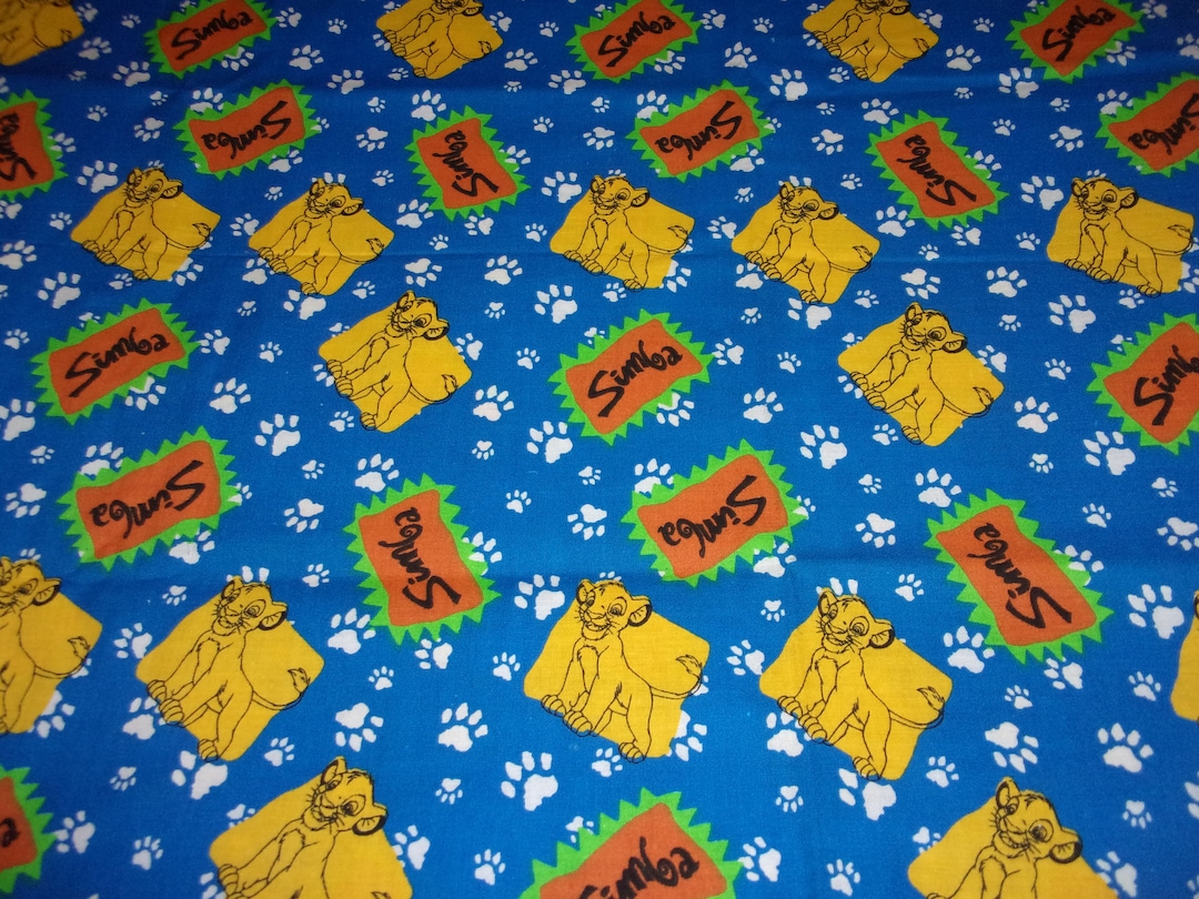 Lion King Vintage SIMBA Blue Cotton Fabric RARE Out of Print by the ...