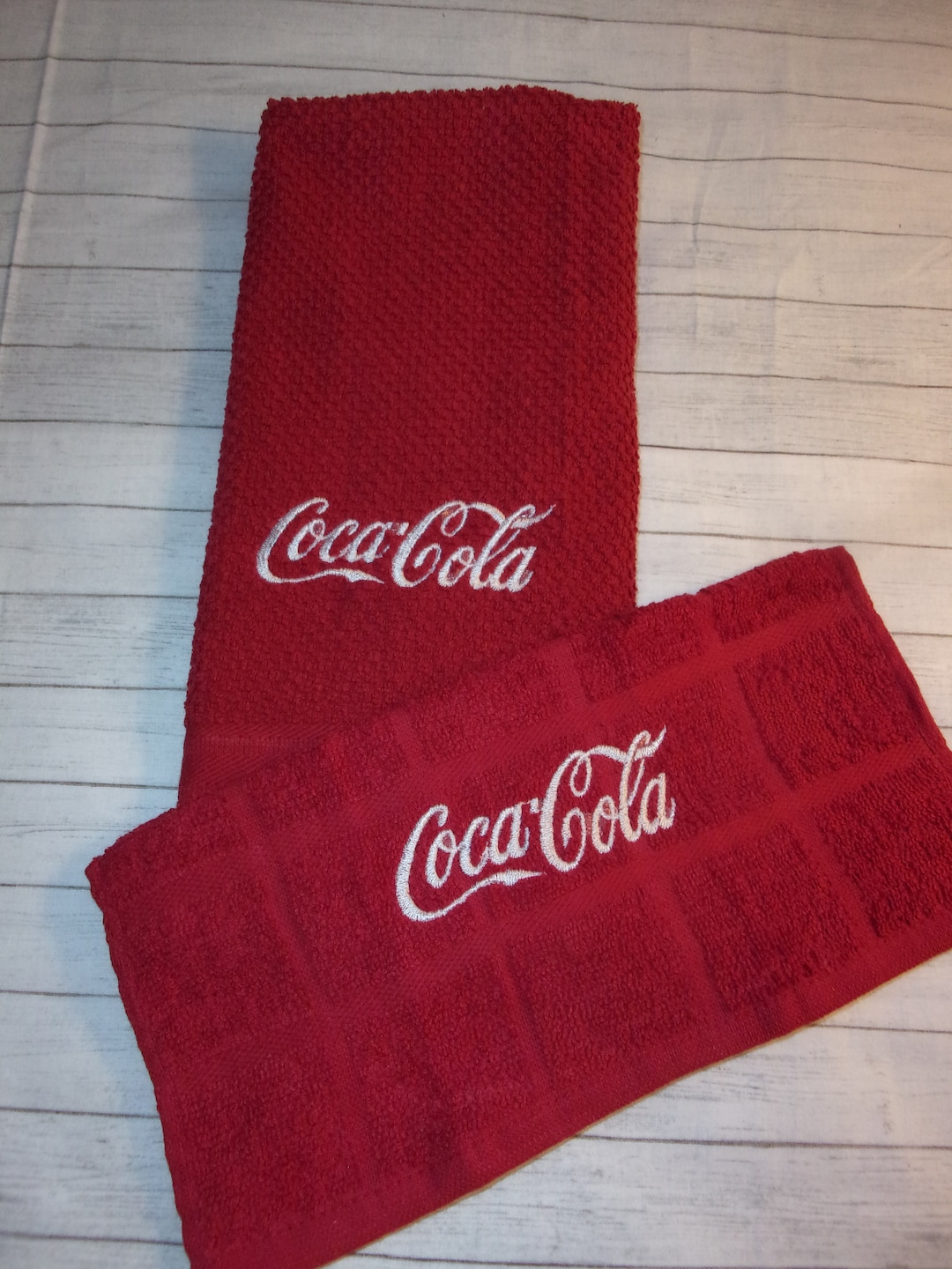 Coca Cola Inspired Logo Red Kitchen Towel Set Coca Cola 2 Piece ...