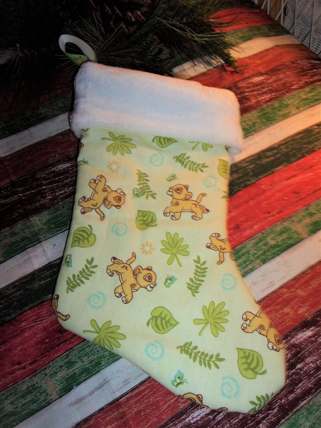 Disney SIMBA Lion King Rare Christmas Stocking With Faux Fur - Etsy