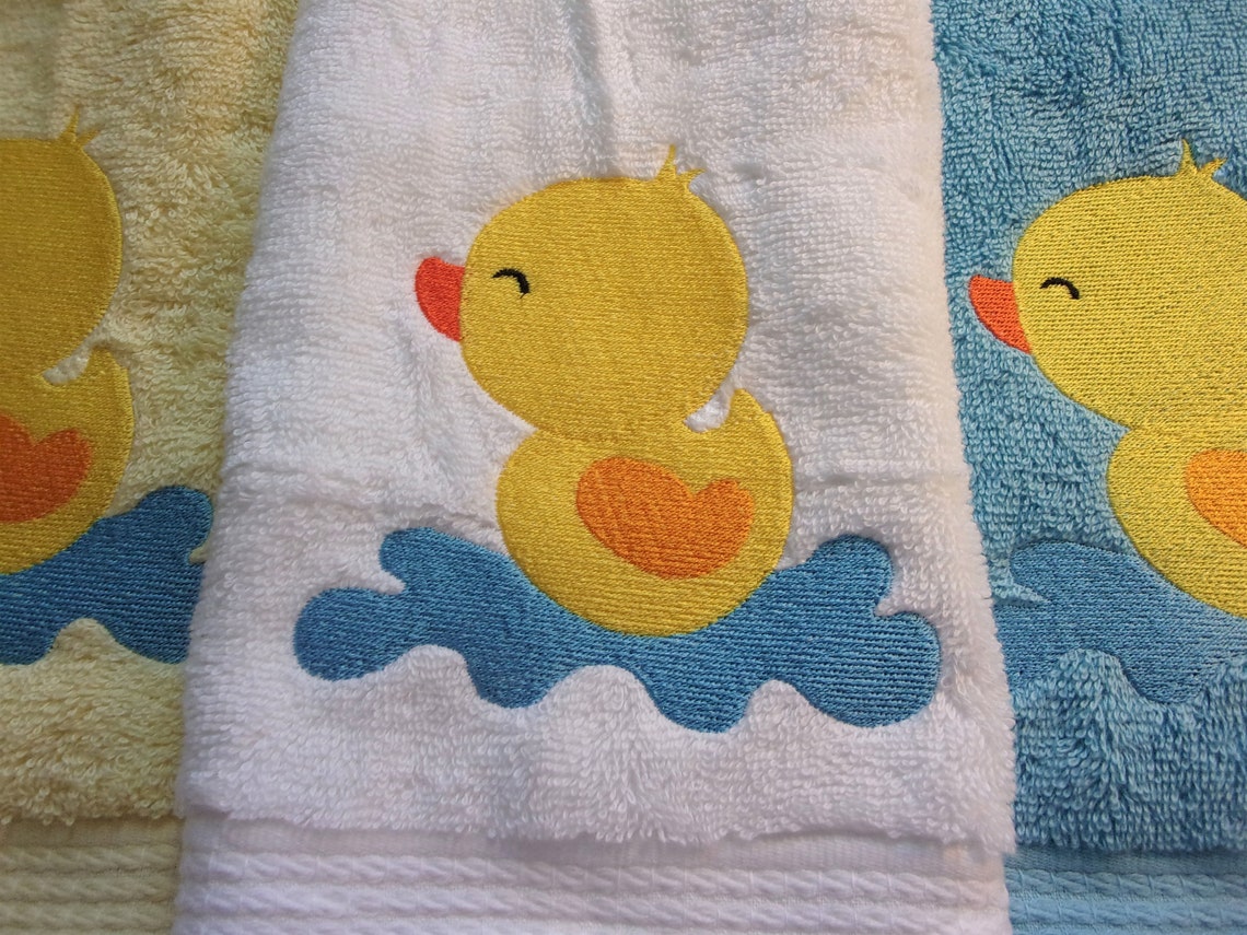 Ducky Duckie Rubber Duck Embroidered Hand Towel 3 Color | Etsy