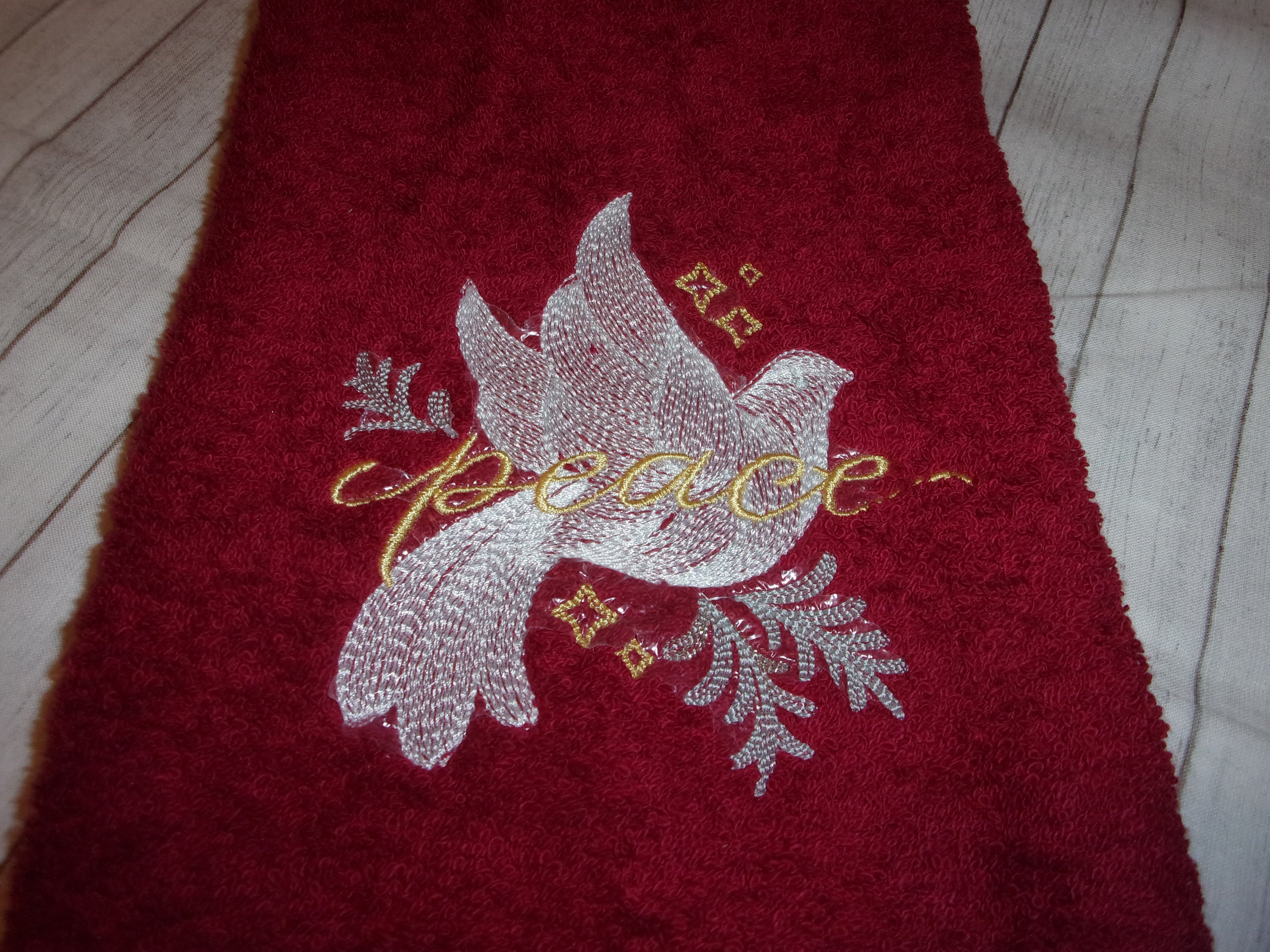 Delicate Dove of Peace Christmas Dove of Peace Embroidered Red Hand ...