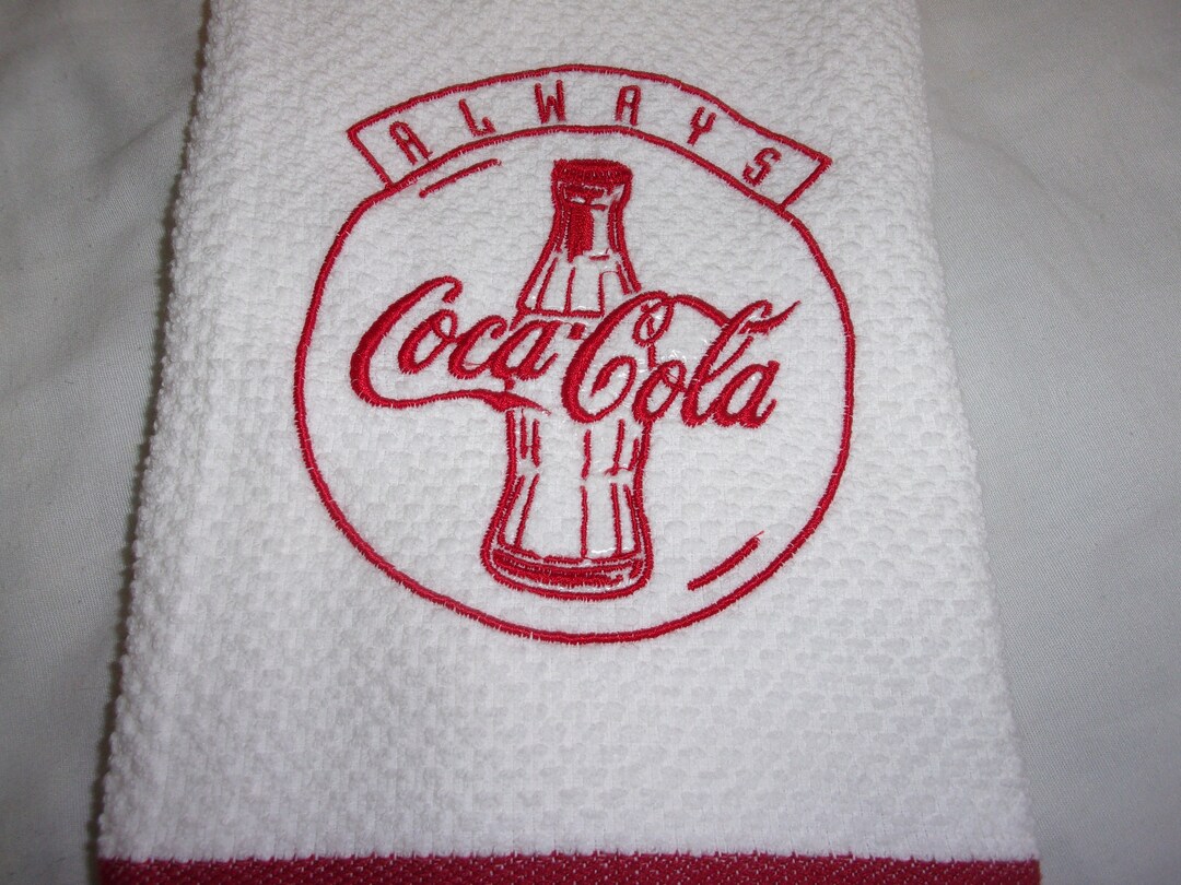 Always Coca Cola Inspired Embroidered Coca Cola Always Bottle White and ...