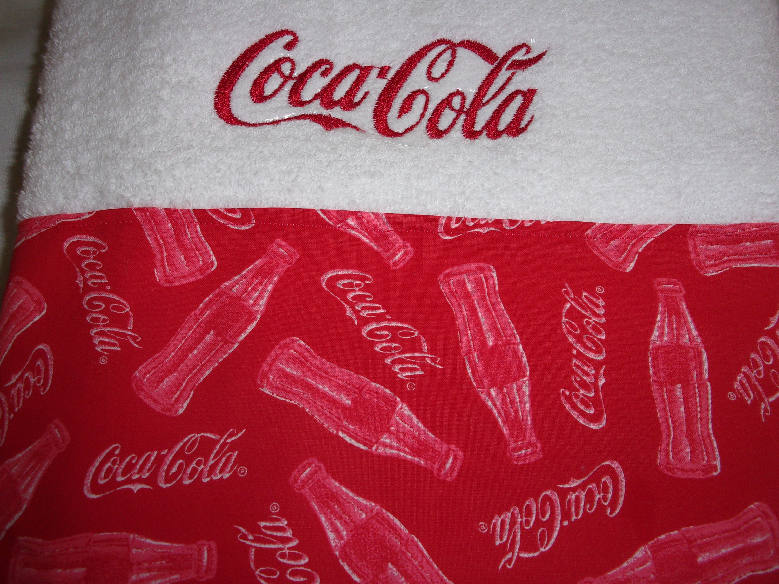 Coca Cola Inspired 3 Piece Embroidered Bath Towel Hand/Guest Towel Wash ...