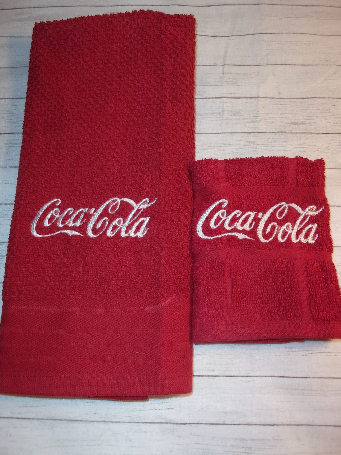 Coca Cola Inspired Logo Red Kitchen Towel Set Coca Cola 2 - Etsy