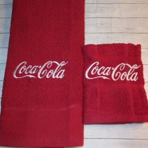 Coca Cola Inspired Logo Red Kitchen Towel Set Coca Cola 2 Piece ...