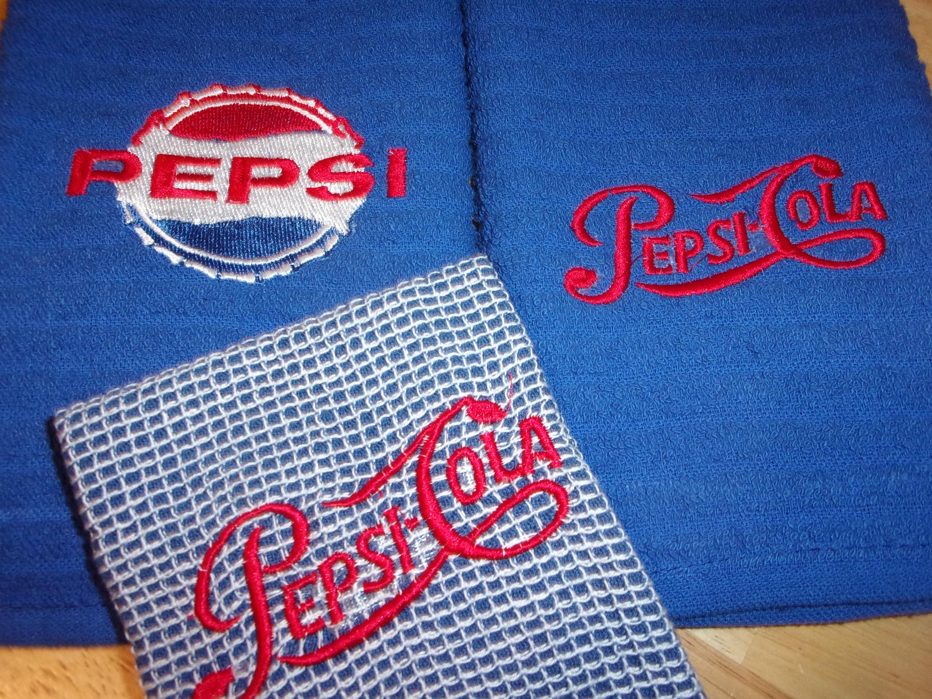 Pepsi Cola Pepsi Inspired Logo 3 Piece Embroidered Blue Bar Mop Kitchen ...