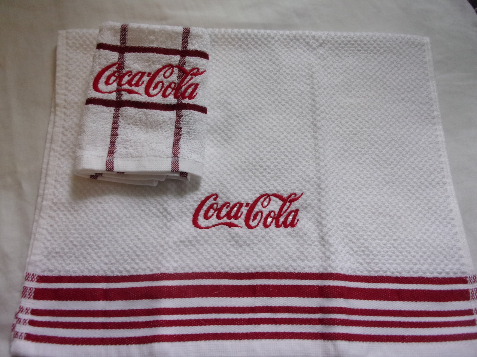 Coca Cola Inspired Logo Kitchen Towel Set Coca Cola 2 Piece Red White ...