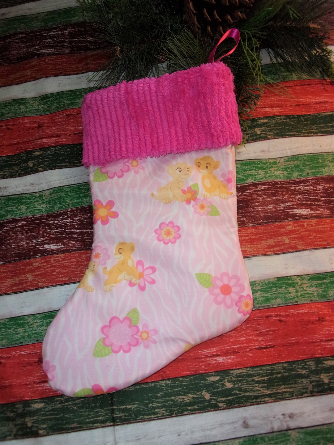 RARE Nala and Simba PINK Lion King Nala and Simba Christmas Stocking ...