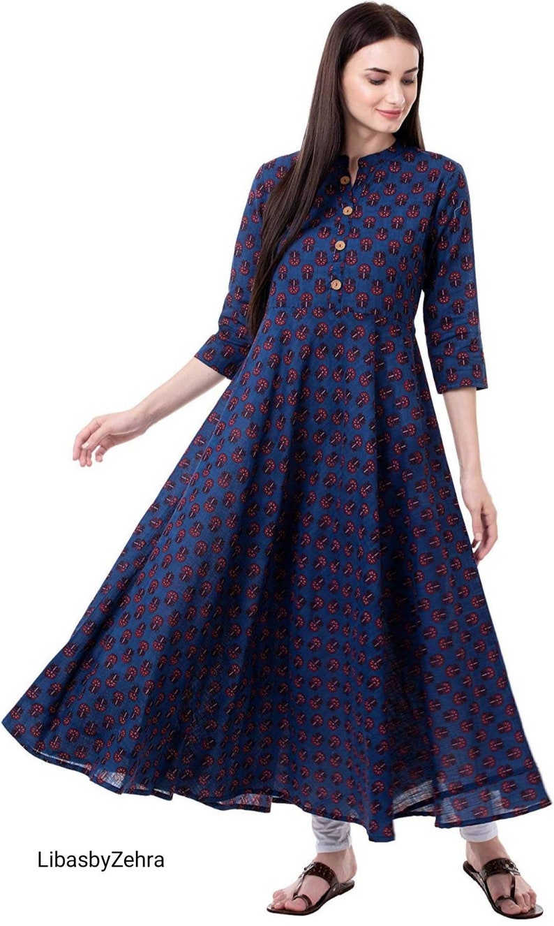 Anarkali Kurta Set Kurtis For Women Cotton Printed Etsy