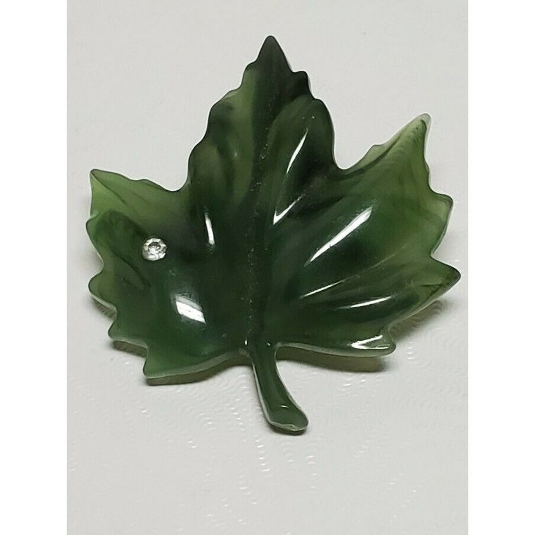 Vintage AVON Pin Lucite Rhinestone Maple Leaf Brooch Signed Molded ...