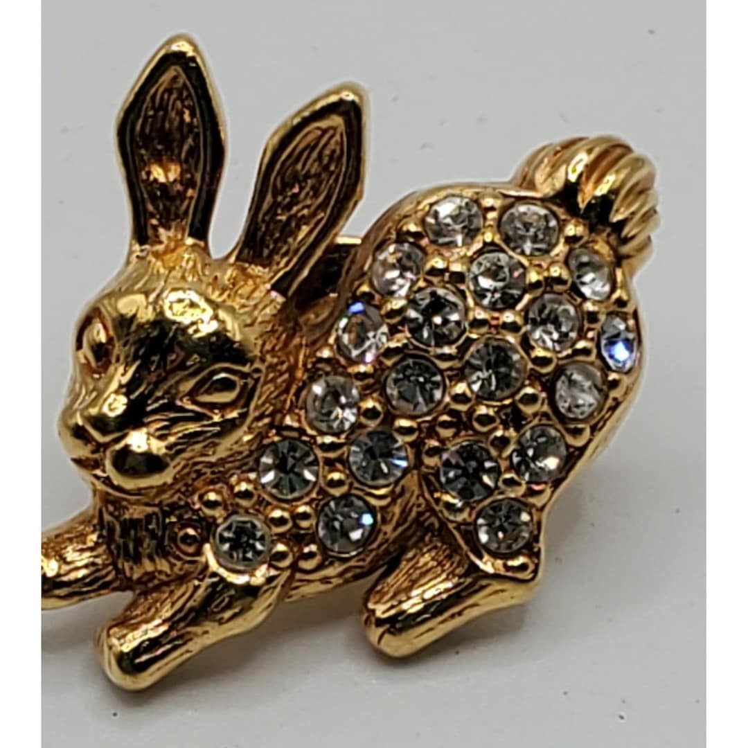 Avon Vintage Rabbit With Rhinestones Brooch/pin - Etsy
